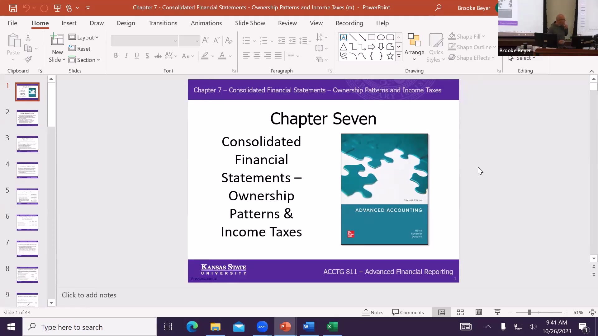 Advanced Financial Reporting - Chapter 7 Lecture (P1) - Fall 2023