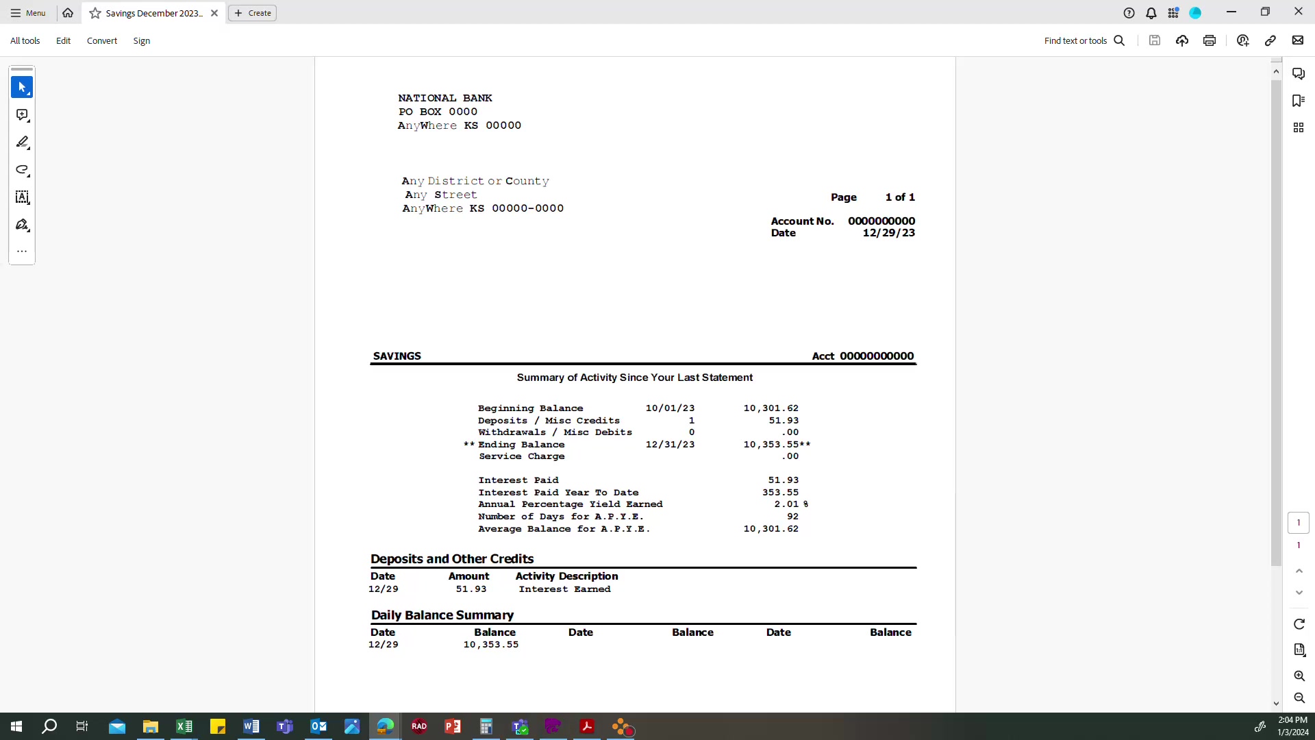 How to Recognize Savings Interest - Yearly