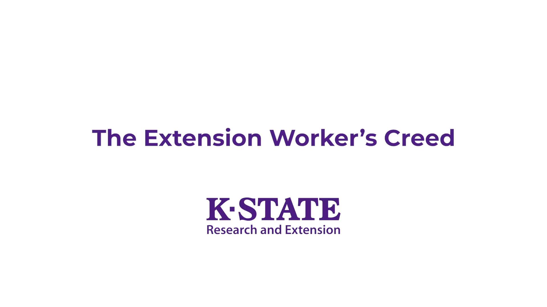 The Extension Workers Creed