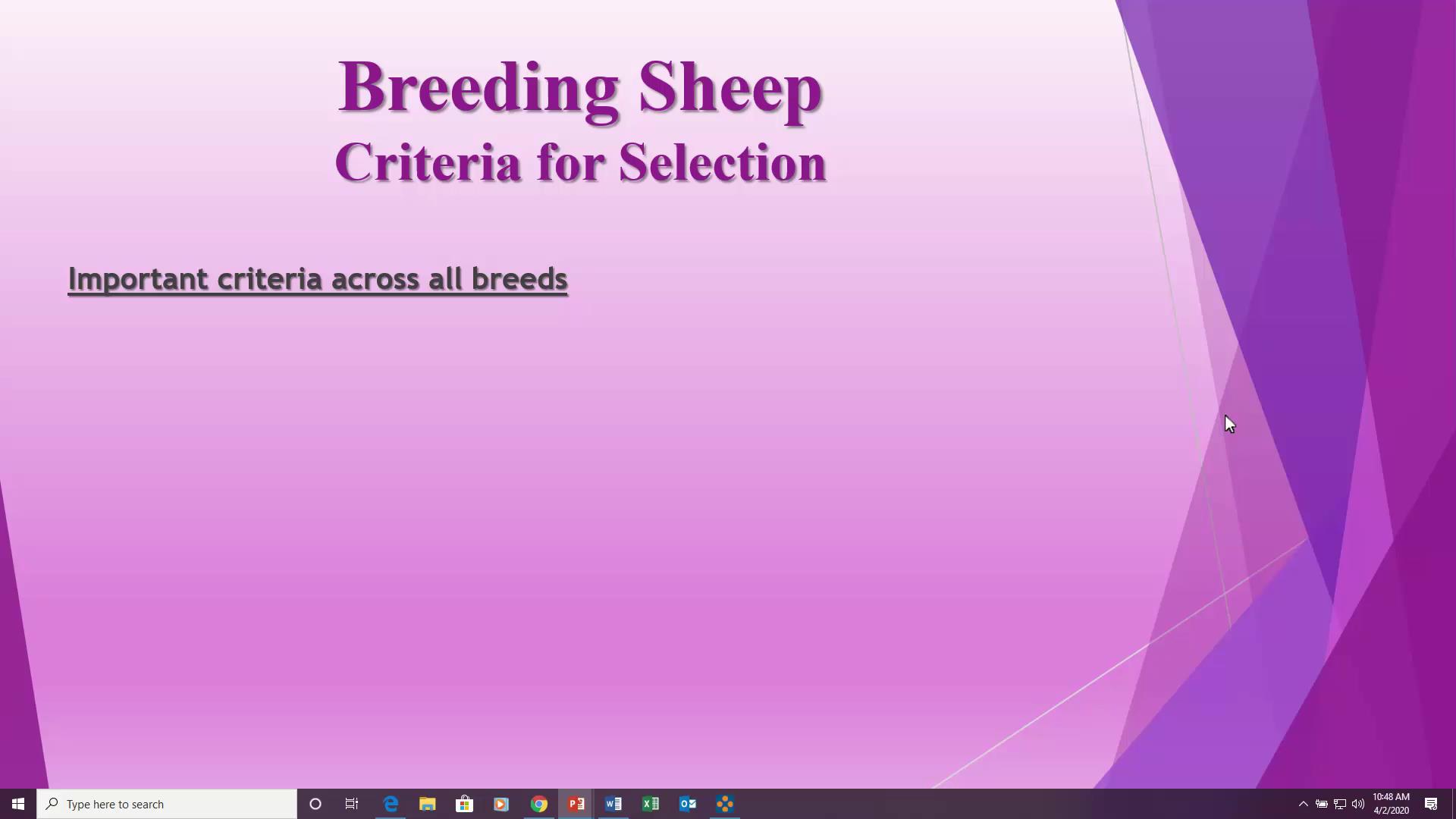 Breeding Sheep Selection/Exam Review