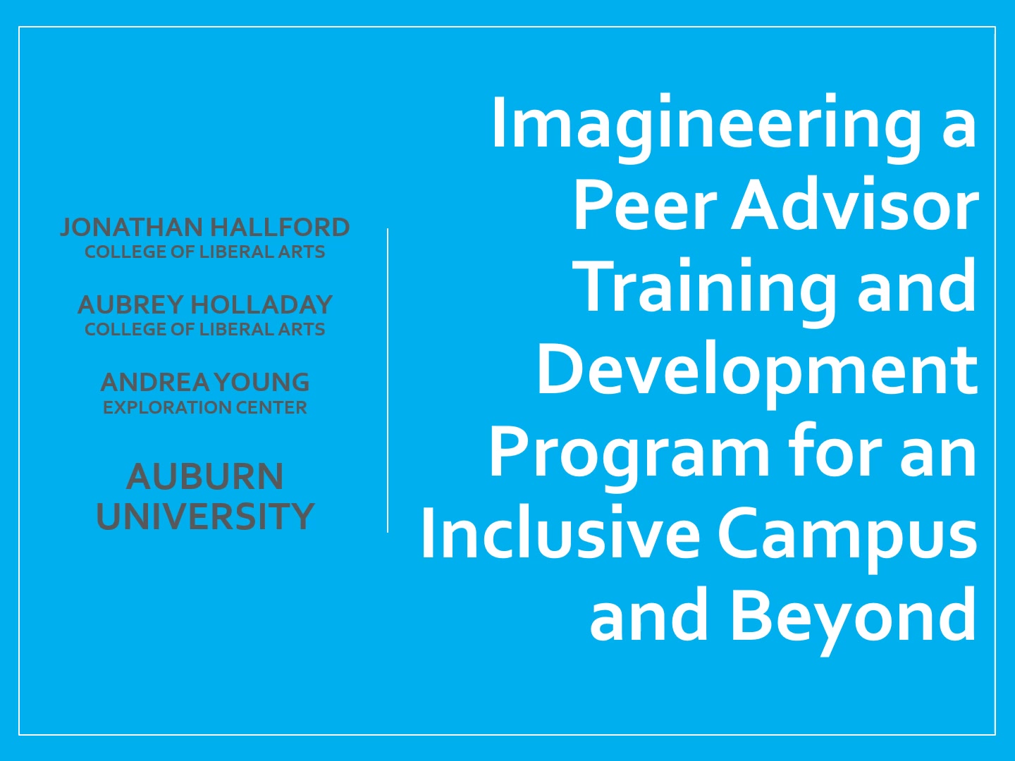 235 - Imagineering a Peer Advisor Training and Development Program for ...